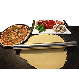 Checkered Chef Stainless Steel French Rolling Pin, Metal Rolling Pin for Baking, Pasta, Fondant, Cookies, Pizza and Dough. Dishwasher Safe.