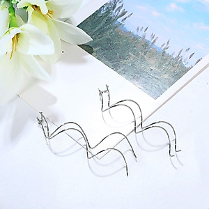 JOERICA 9 Pairs Threader Earrings for Women Stainless Steel Chain Tassel Earrings Lightweight Wave Threader Ball Dangle Drop Minimalist Chain Earrings Set