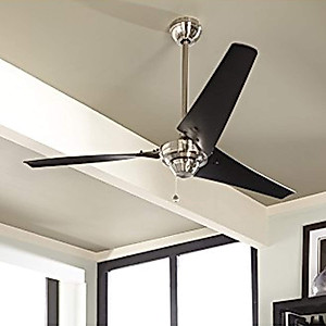 Prominence Home Almadale, 56 Inch Contemporary Indoor Ceiling Fan with No Light, Pull Chain, Modern High Performance Blades, Reversible Motor - 50330-01 (Brushed Nickel)
