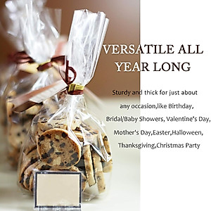 Morepack Gusseted Flat Bottom Cellophane Bags with Paper Insert, 50Pcs 4.3x2x11.8 Inches Cellophane Bags Gusseted