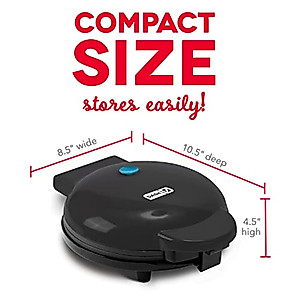 DASH Express 8” Waffle Maker for Waffles, Paninis, Hash Browns + other Breakfast, Lunch, or Snacks, with Easy to Clean, Non-Stick Cooking Surfaces - Black