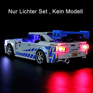 ANGFJ LED Light kit for Lego Speed Champions 2 Fast 2 Furious Nissan Skyline GT-R (R34) Race Car 76917 (Not Include Lego Set)