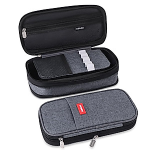 iSuperb Pencil Case Big Capacity Canvas Multifunction 7 Compartment Pen Bag Zipper Stationery Organizer Pouch Square Grid Cosmetic Bag