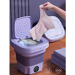 Wakatipu Foldable Washing Machine, 8L High Capacity Mini Washer, with 3 Modes Deep Cleaning,Half Automatic Small Washer for Baby Clothes Underwear or Small Items,RV Travel laundry (ABS Purple)