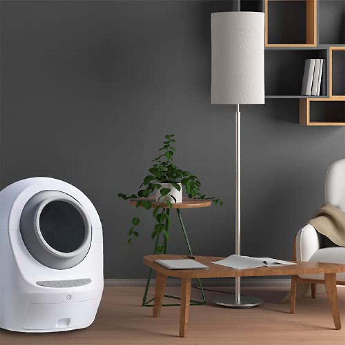 Smarty Pear Leo's Loo Too Bundle Grey- No Mess Automatic Self-Cleaning Cat Litter Box Includes Charcoal Filter, Built-in Scale, Smart Home App with Voice Contol