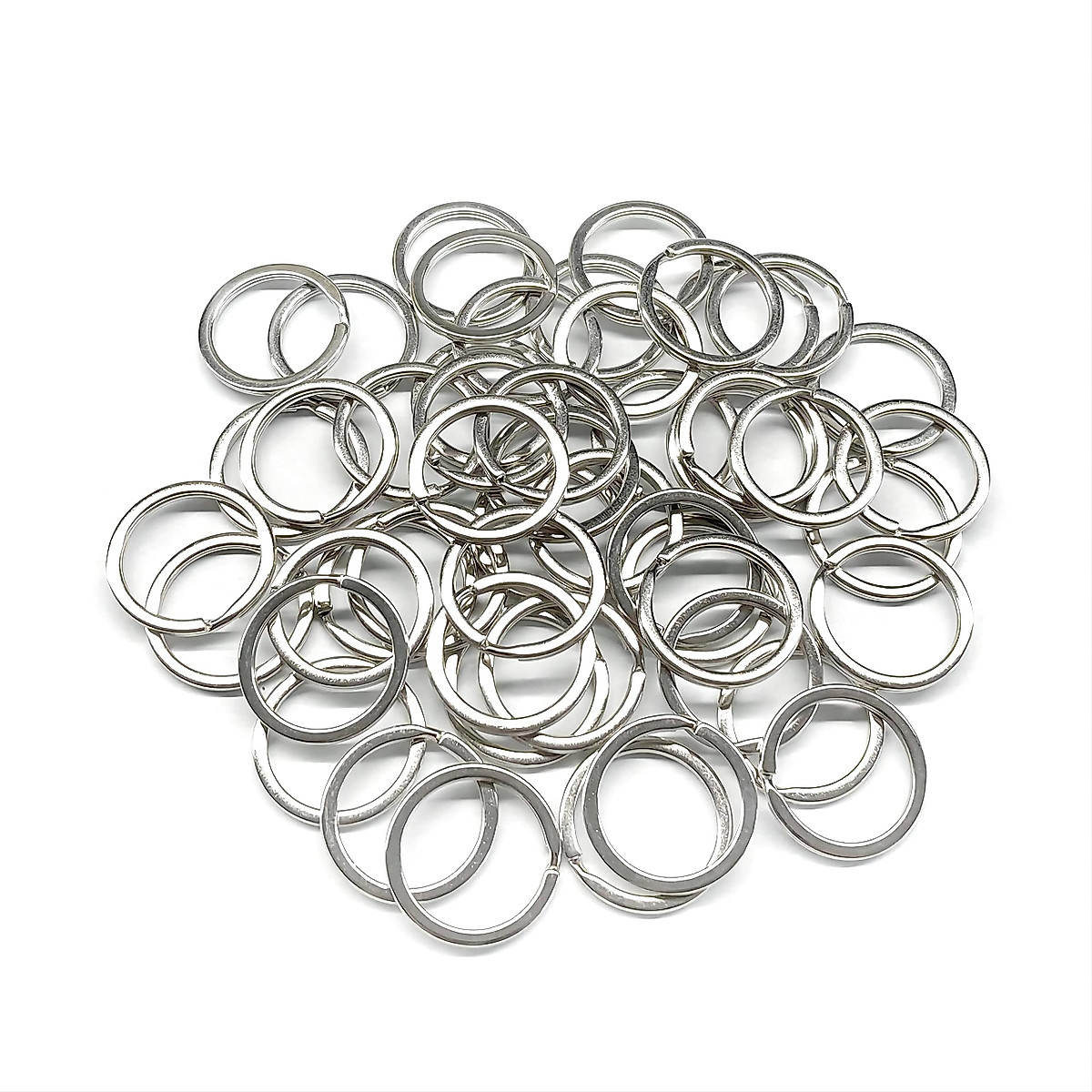 Flat Key Rings 50 Pieces 1 inches Flat Key Rings Metal Keychain Rings Split Keyrings Flat O Ring for Home Car Office Keys Attachment(Silver)