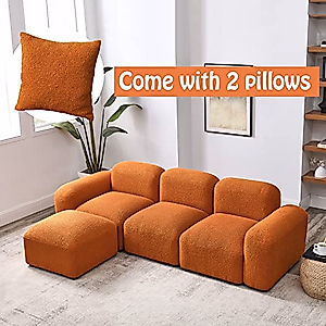 Melpomene Convertible Modular Sectional Sofa,Modern Minimalist 94.5" DIY L Shaped Reversible Sherpa Fabric Sofa Couch for Living Room,Apartment,Office(Orange)