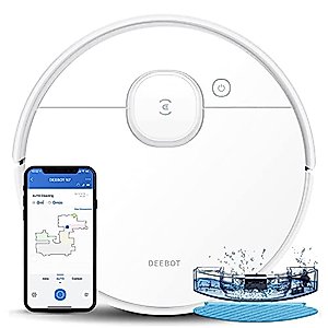 ECOVACS Deebot OZMO N7 Robot Vacuum and Mop Cleaner, Laser Navigation, Lidar-Assisted Object Avoidance, 2300Pa Suction, Multi-Floor Map, Selective Room Cleaning, No-go Zones and No-mop Zones (White)