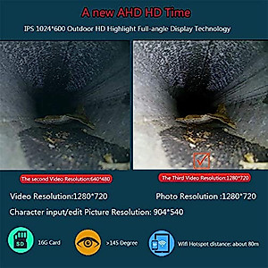 TEmkin Pipe Inspection Camera 7-Inch Monitor 1080P Hd Dual Camera Lens Drain Sewer Pipeline Industrial Endoscope Pipe Inspection Video Camera, Easy to Use,50M/50M