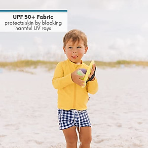 SwimZip UPF 50+ Long Sleeve Rash Guard for Boys and Girls - Baby, Toddler, Kids Yellow