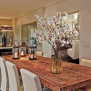 Sunm Boutique Silk Cherry Blossom Branches, Artificial Cherry Blossom Tree Stems Faux Cherry Flowers Vase Arrangements for Wedding Home Decor, Set of 3