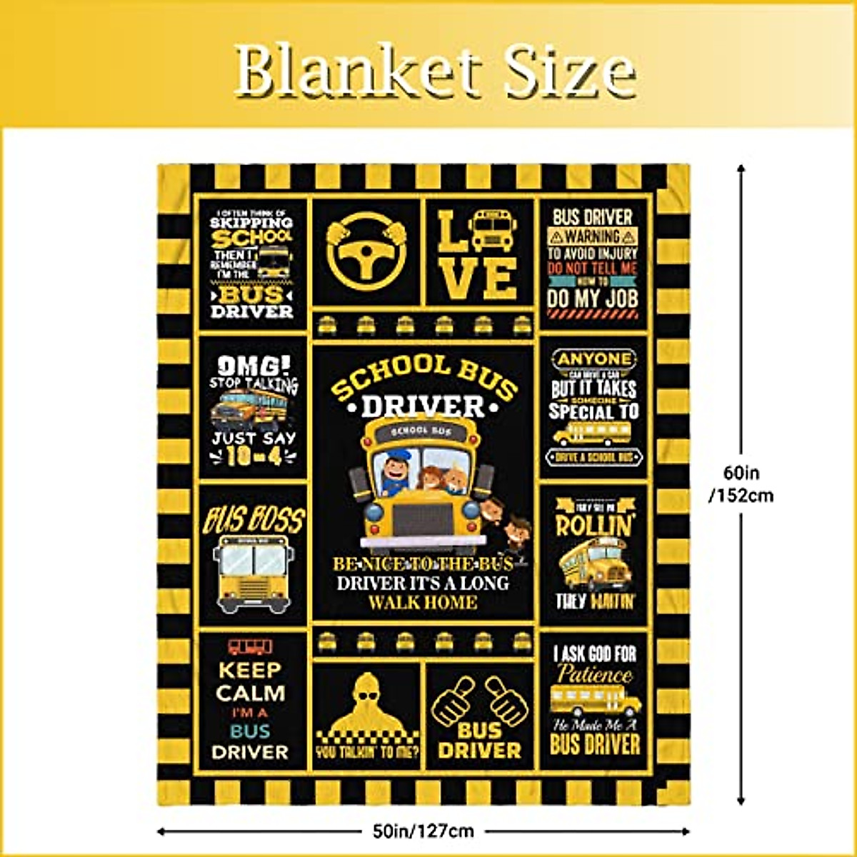 School Bus Driver Gifts for Women - Birthday Gifts for School Bus Driver - Back to School End Of Term Gifts for Bus Driver - Thank You Appreciation Gift for School Bus Driver - Throw Blanket 60"x50"