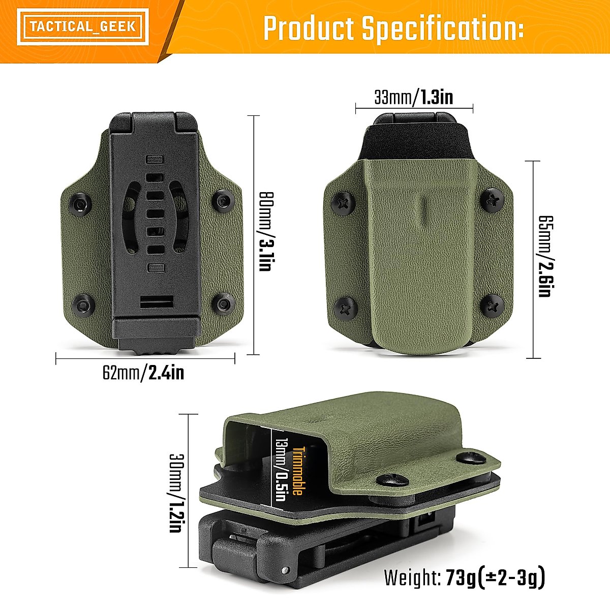 TACTICAL GEEK TX3 Multi-Tool Sheath, Multi Tool Holster, Thickness Adjustable Multi-Tool Holder with Back Clip for Belt, Multi-Tool not Included(Green)