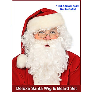 Costume Adventure Deluxe Santa Beard and Wig Set Santa Claus Beard and Wig Santa Clause Beard Set Deluxe Santa Clause Beard and Wig Set - One Size