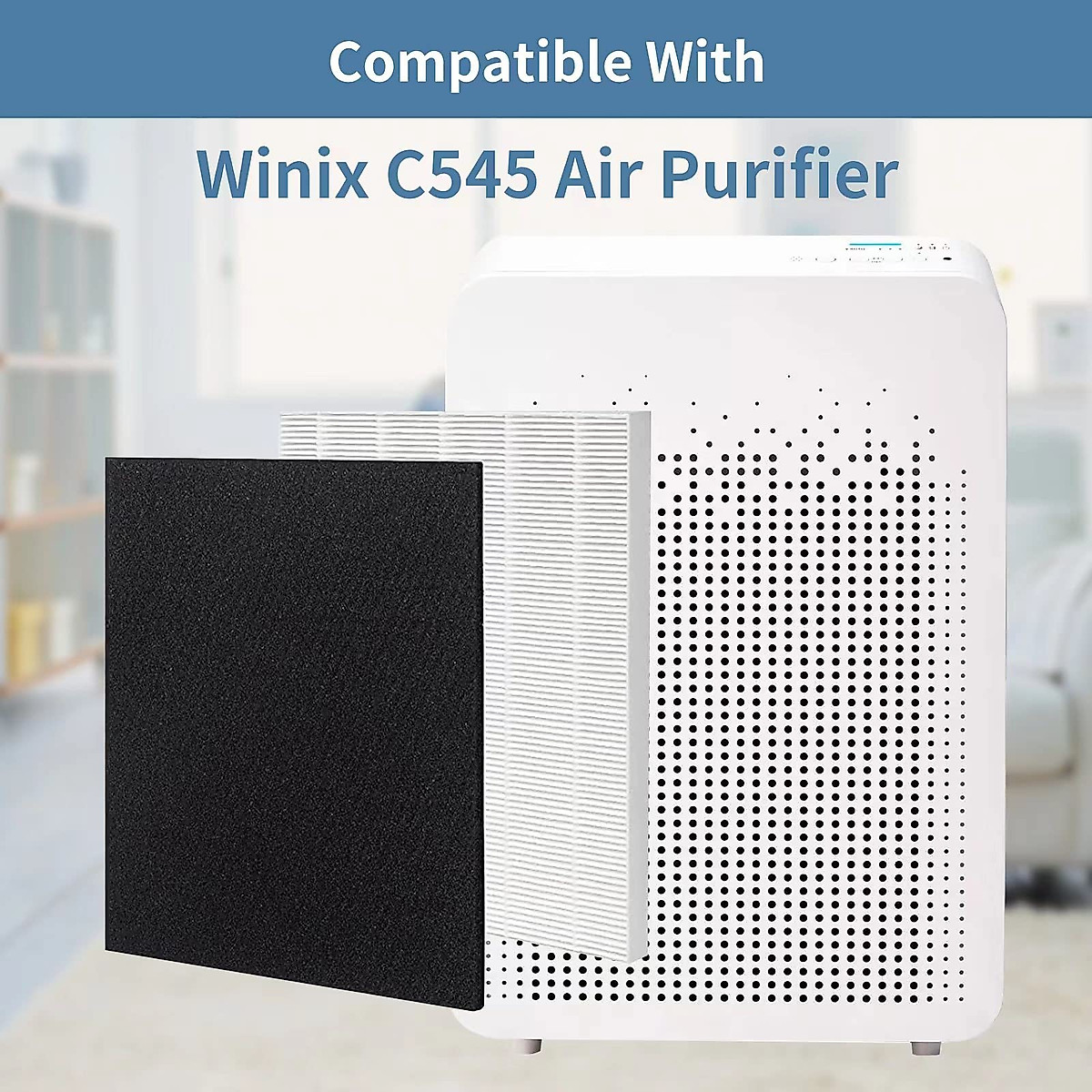 SUNRRA C545 Replacement S Filter Compatible with Winix C545, Part# 1712-0096-00, 2 HEPA + 8 Activated Carbon Filters
