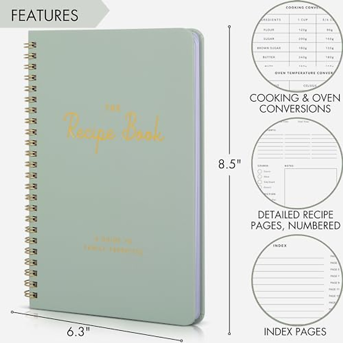 ZICOTO Aesthetic Blank Recipe Book - The Perfect Recipe Notebook to Write in Your Own Recipes - Beautiful Blank Cookbook to Organize Your Recipes