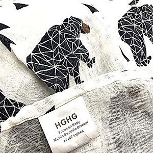 HGHG Cute Organic Cotton Muslin Swaddle Blankets Premium Receiving Blanket for Boys & Girls 47" x 47" Baby Bear Blanket