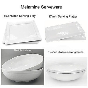 KX-WARE Melamine Serving Bowls -2pcs 12inch Larger Salad Bowls/Mixing Bowls,White Color| Break-resistant 100% Melamine Bowls | Dishwasher Safe,BPA Free