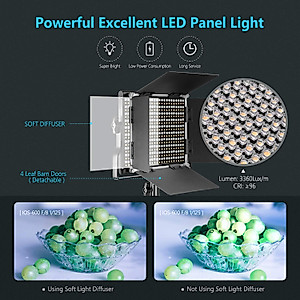 Neewer Professional Metal Bi-Color LED Video Light for Studio, YouTube, Product Photography, Video Shooting, Durable Metal Frame, Dimmable 660 Beads, with U Bracket and Barndoor, 3200-5600K, CRI 96+