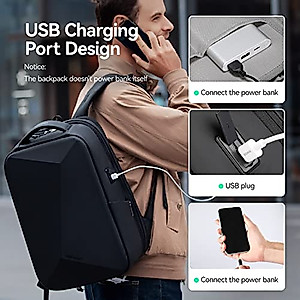 MARKETRON Anti Theft Backpack Men, 15.6 Inch Waterproof Laptop Backpack with Hard Shell Design and TSA Approved Lock, Business Backpack Ideal for Traveling, Working, Daily Life