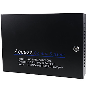 UHPPOTE Input 110VAC Output 12VDC Metal Power Supply Box with Backup Battery Link for Door Access Control Board