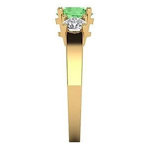 Clara Pucci 1.50 ct Round Cut 3 stone Genuine Green Simulated Diamond Engagement Promise Anniversary Bridal Ring 18K Yellow Gold 8.5