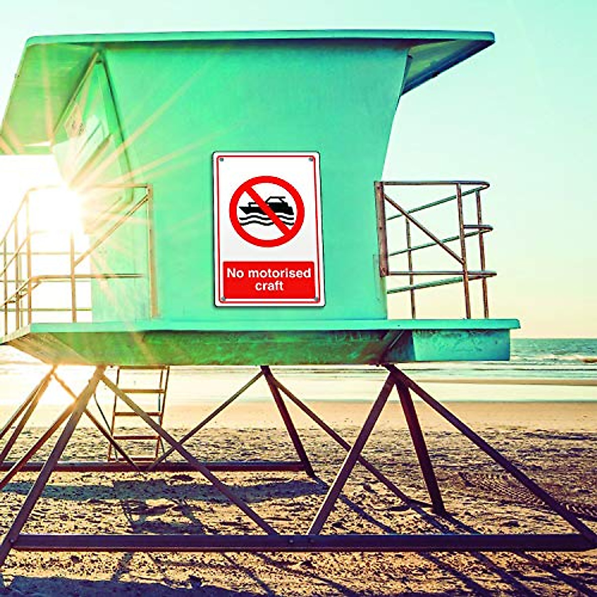 BannerBuzz No Motorised Craft Sign with Symbol Metal Aluminum Prohibited Sign Rust Free, UV Print Coated and Weatherproof Sign, Indoor Outdoor Use (24" W X 36" H, Sign without Holes)