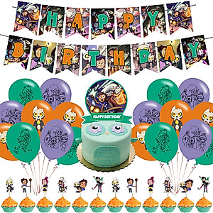 The Owl house Birthday Party Decorations, Owl house Cartoon Theme Party Supplies set with Happy Birthday Banner,Cake Cupcake Toppers,Balloons for Adults Party Favors
