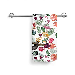 Hand Drawn Baby Sloth with Flamingo Soft Absorbent Guest Hand Towels Multipurpose for Bathroom, Gym, Hotel and Spa ( 27.5 x16 Inches)