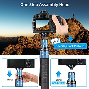 SIRUI P-325FS Monopod with Feet, 55" Carbon Fiber Monopod for Cameras, Professional Lightweight Travel Monopod, Max Load 22lbs, 360° Panorama, 5-Section, Quick Release Plate