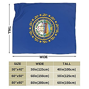 Flag of New Hampshire Blanket Printed Flannel Throw Blanket 60"x50" Anti-Pilling Blanket Bed Sofa Living Room Bedroom