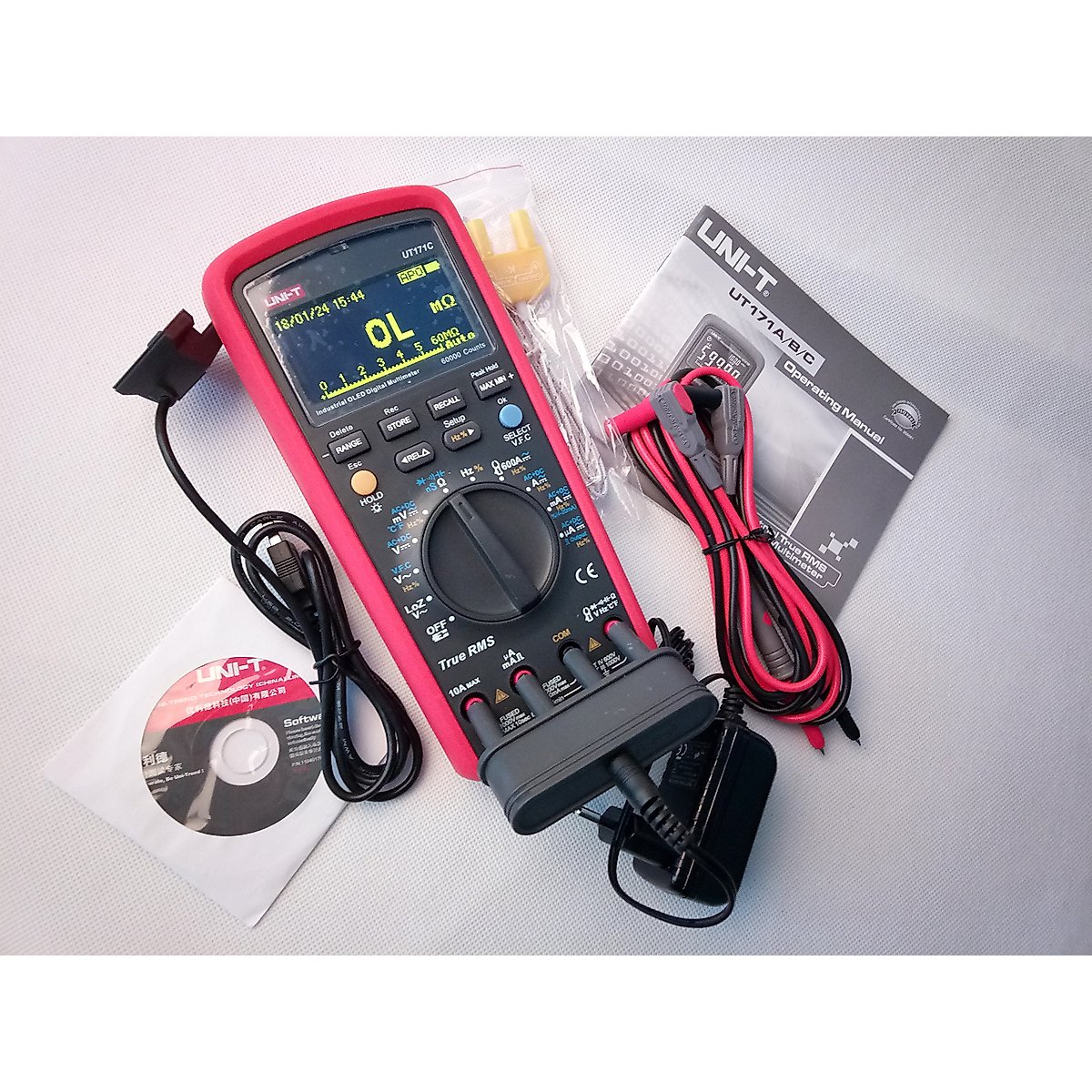 UNI-T Industrial Digital Multimeters UT171C OLED Counts 60000(EBTN) DC Voltage(V) AC Voltage(V) DC Current(A) AC Current(A) Resistance(Ω) Admittanc(S) Capacitance(F) Frequency(Hz) Temperature(°C)