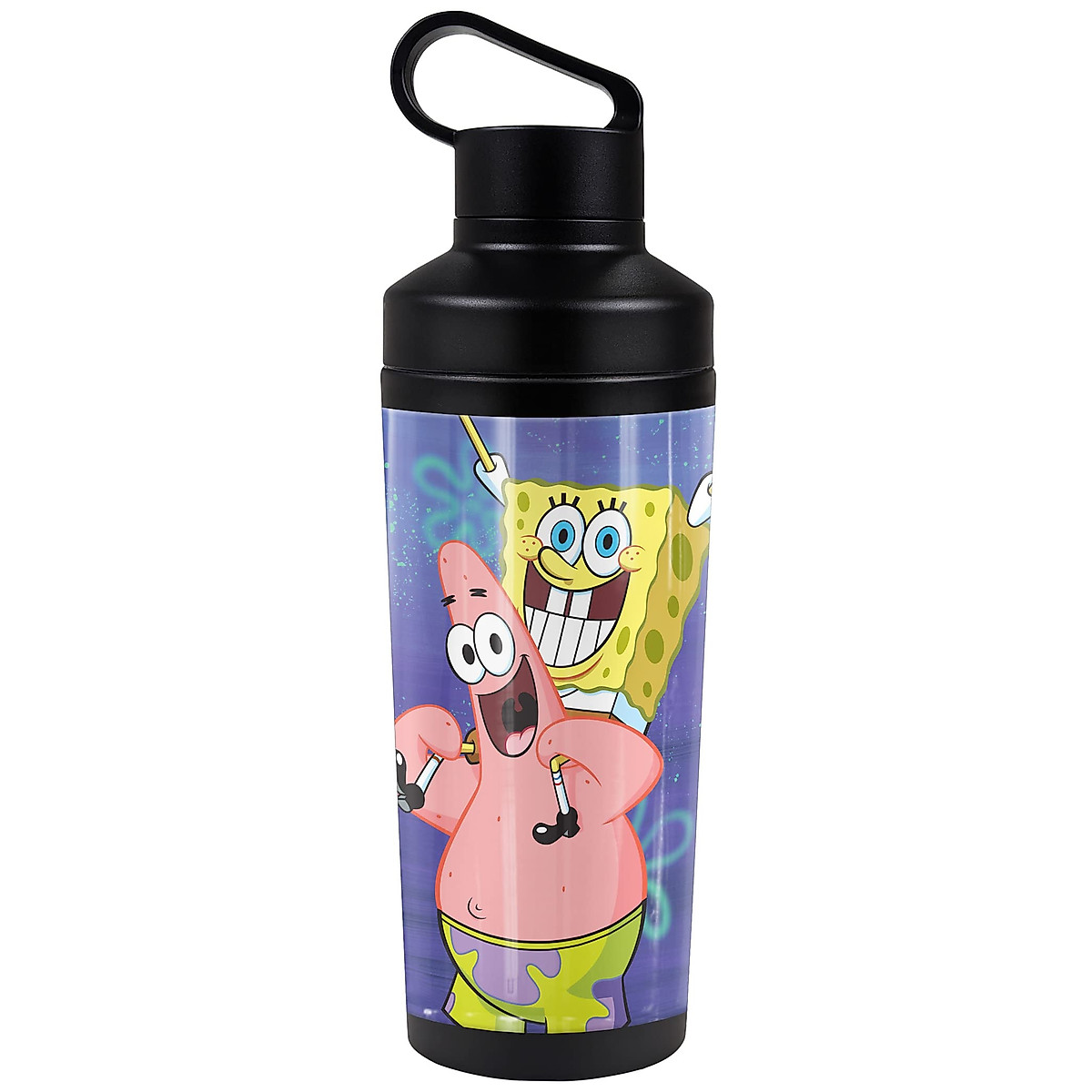 Spongebob OFFICIAL Spongebob And Patrick Cropped 18 oz Insulated Water Bottle, Leak Resistant, Vacuum Insulated Stainless Steel with 2-in-1 Loop Cap