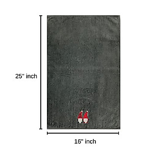 Christmas Gnomes Towel Set: Dark Grey Hand Towels with Red White Embroidery Jolly Nordic Gnome, Set of 2