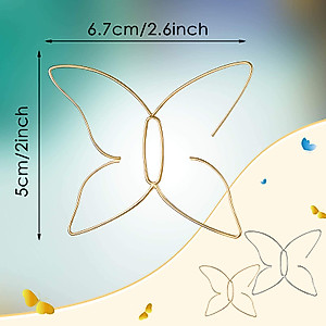 Hinly 2 Pairs Large Butterfly Earrings Dainty Gold Big Hollow Butterfly Earrings Silver Metal Butterfly Hoop Earrings Boho Dangle Beach Earring Statement Dangle Oversized Hoop Earring (Bright Style)
