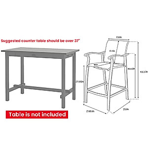 Crestlive Products Outdoor Counter Height Bar Stools Set of 4 Classic Patio Furniture Bar Chairs with Heavy Duty Aluminum Frame in Antique Brown Finish (Beige)