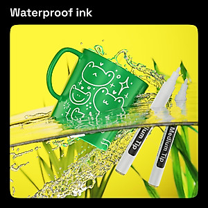 ARTISTRO 5 Oil-Based Permanent Paint Markers - Assorted Sets of Fine and Medium Tip Markers for Wood, Rock, Fabric, Glass, Ceramic, Metal, Plastic, and More - Quick Dry, Waterproof, Permanent, White