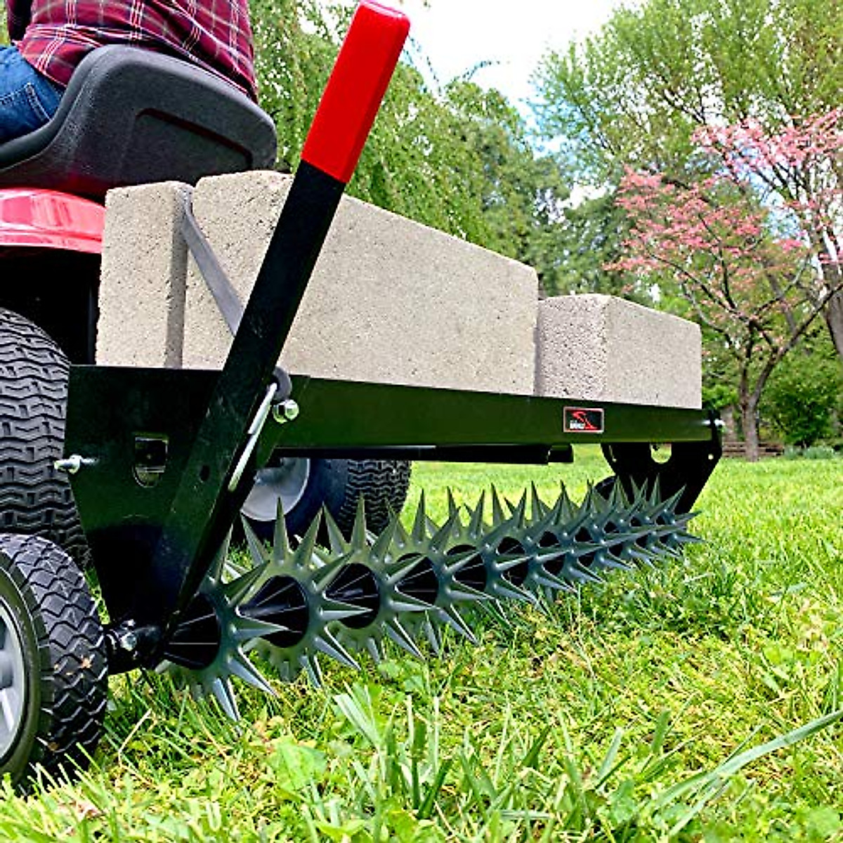 Brinly SAT2-40BH-P Tow Behind Spike Aerator with Transport Wheels, 40"