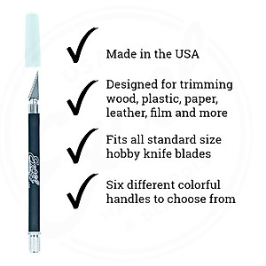 Soft Grip Hobby Knife, Excel Blades K18 with Safety Cap, American Made Light Duty Craft Knife (Black)