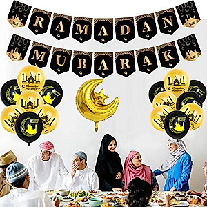 Ramadan Mubarak Decorations Ramadan Mubarak Banner Plus Ramadan Mubarak Balloons for Ramadan Party Decorations Mubarak Home Decorations