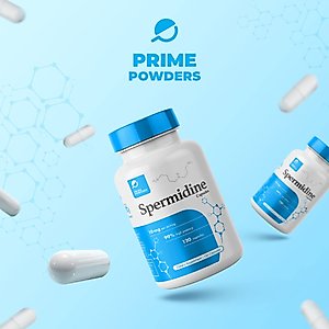 Prime Powders Spermidine Capsules 𝗚𝗟𝗨𝗧𝗘𝗡 𝗙𝗥𝗘𝗘 99% Concentration 100x More Potent than Wheat Germ Extract for Anti-Aging DNA Telomere Support