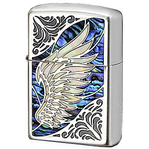 Zippo Armor Case Wing Arabesque Shell Inlay Both Sides Etching Japan Limited Oxidized Silver