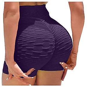 Bblulu TIK Tok Workout Shorts Womens Ruched Booty Textured Yoga Shorts Butt Lifting High Waisted Tummy Control Biker Shorts