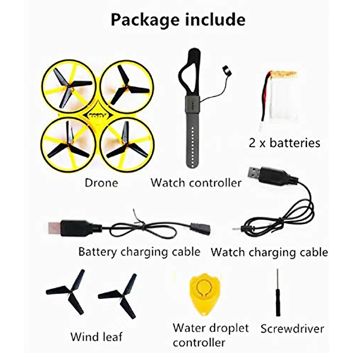 ForBEST Gesture Control Drone Rc Quadcopter Aircraft Hand Sensor Drone with Smart Watch Controlled, 2 batteries, 360° Flips, Led Light, 3 Modes, USB Cable, Best Gift for Kid