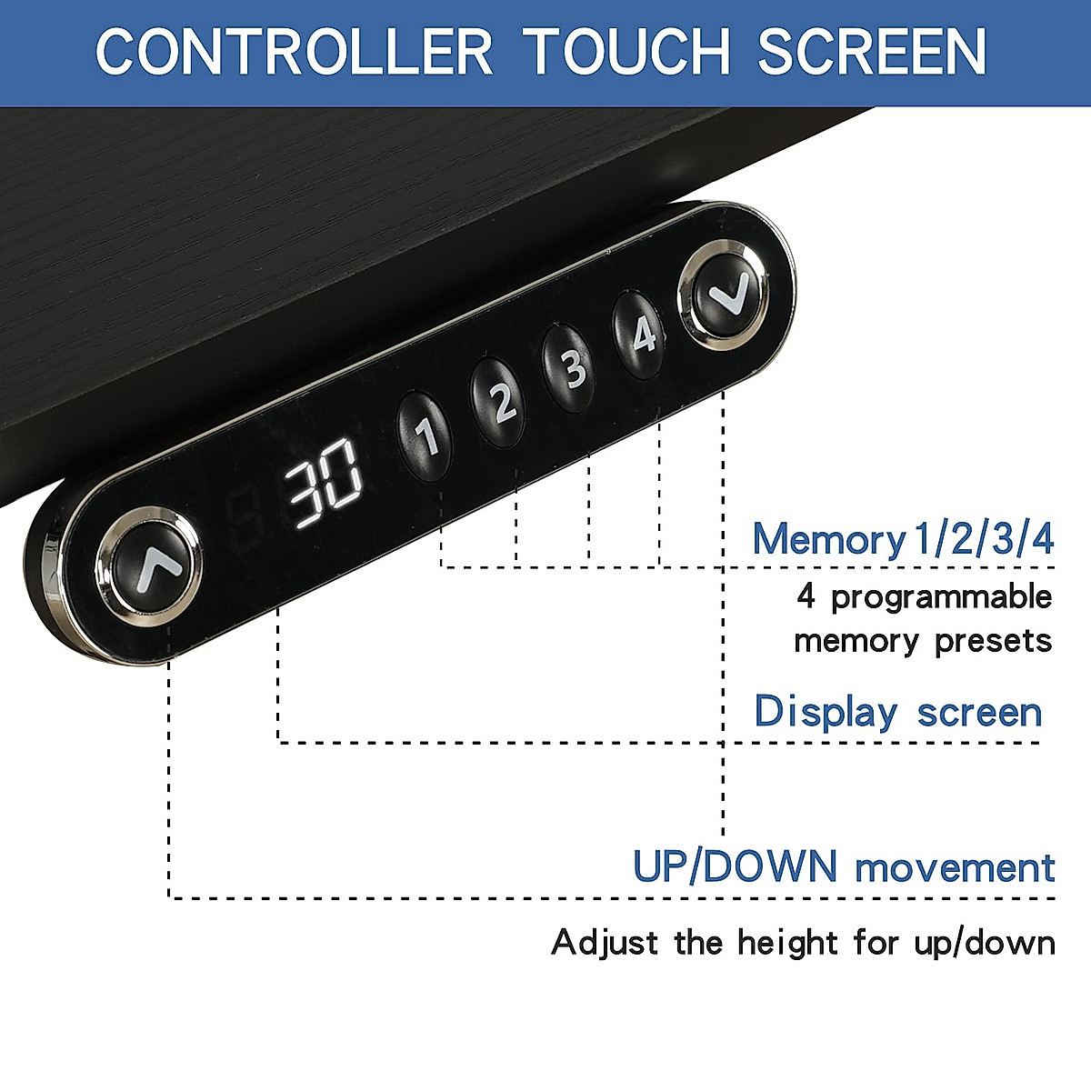 bilbil 55 x 24 Inches Electric Height Adjustable Standing Desk, Smart Home Office Stand Up Desk - Memory Settings - Solid Top - Double-Beam Construction - Anti-Collision Technology