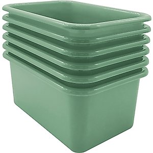 Teacher Created Resources Eucalyptus Green Small Plastic Storage Bin 6-Pack (TCR2088582)