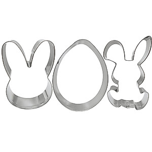 Pieces Easter Cookie Cutters, 3.54" 3.35" 3.2" Egg Cute Bunny Rabbite Shapes Cookie Cutters Stain Steel Sets Holiday Themed Party Supplies