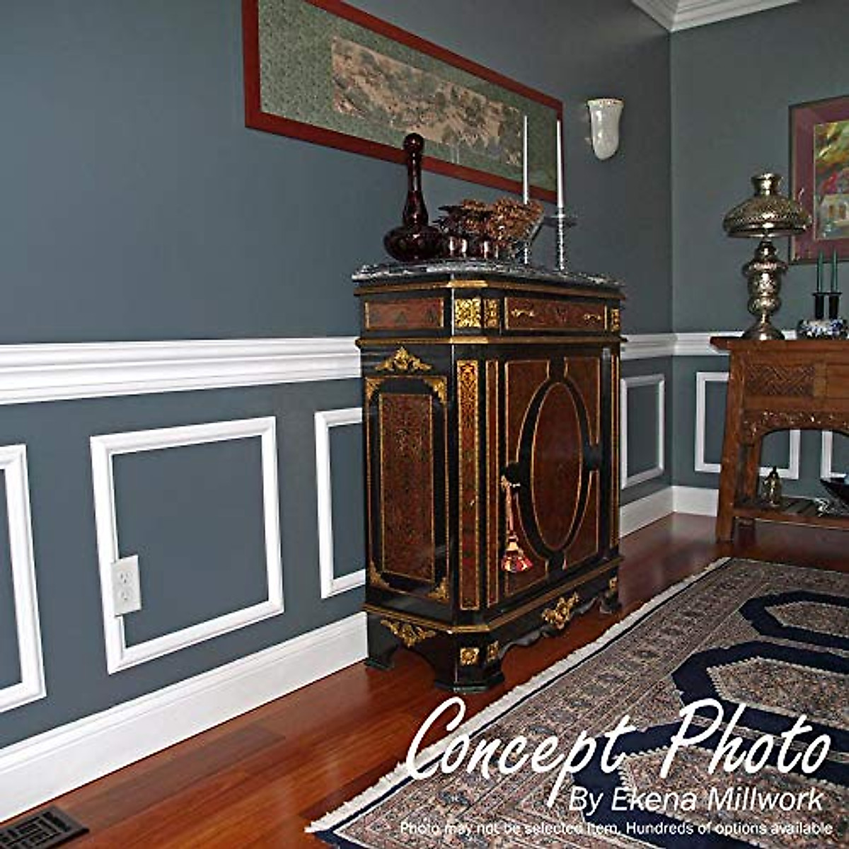 Ekena Millwork PNL16X24AS-01-CASE-2 Ashford Molded Classic Wainscot Wall Panel, 16"W x 24"H x 1/2"P, Factory Primed White, 2 Count