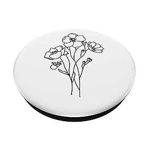 Minimal Poppy Boho Floral White Wildflower Floral Flower PopSockets Swappable PopGrip