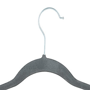 Simplify Children’s 6 Pack Slim Huggable Velvet Kids Hangers with Metal Clips, Good Nursery Closet, Baby Dresses, Outfits, Pants, Bodysuits & Jackets, Grey (3227-GREY)